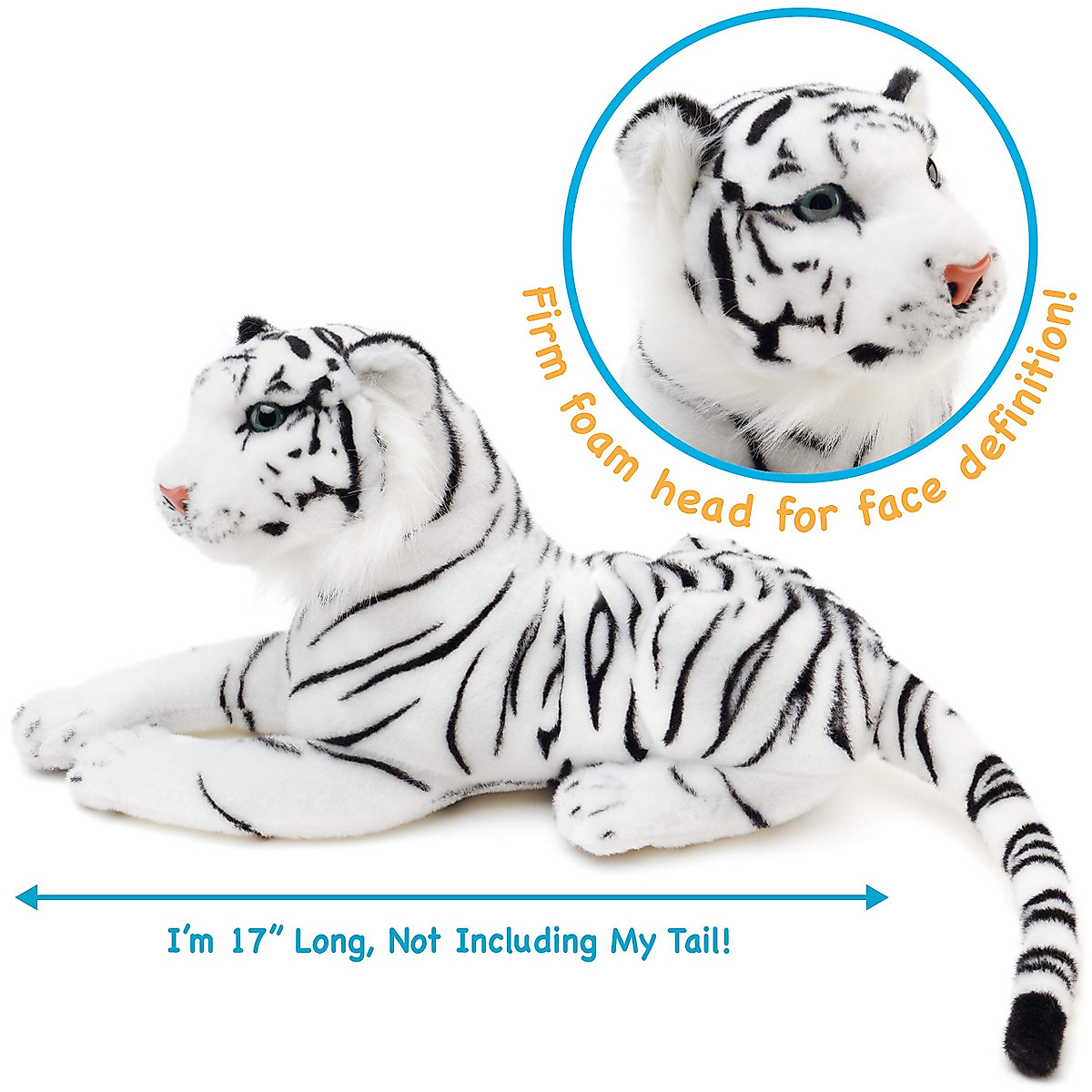 TigerHart Saphed The White Tiger - 17 Inch Stuffed Animal Plush