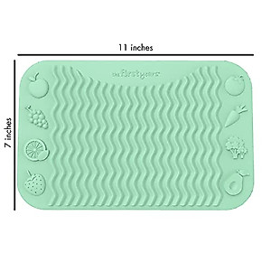 The First Years SenseAbles Finger Foods Placemat – Silicone Feeding Mat for Baby High Chairs or Table - Dishwasher Safe – Mint