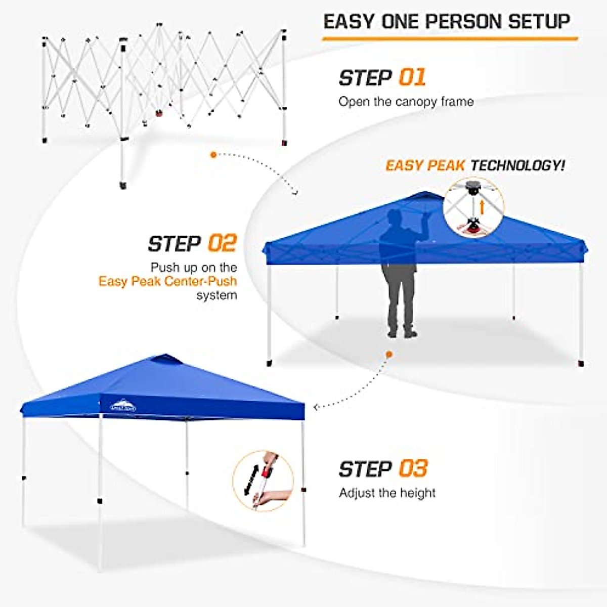 EAGLE PEAK 10x10 Pop Up Canopy Tent Instant Outdoor Canopy Easy Set-up Straight Leg Folding Shelter with 100 Square Feet of Shade, (Blue)
