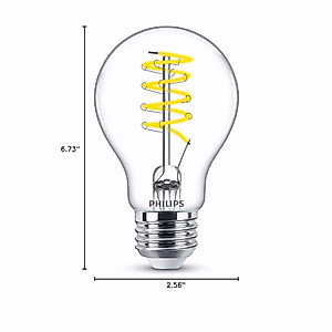 PHILIPS LED Vintage Flicker-Free Clear Spiral A19 Dimmable, Eyecomfort Technology, 500 Lumen, Soft White(2700K), 5.5W=40W, Title 20 Certified, E26 Base (565788), 1 Count (Pack of 1)