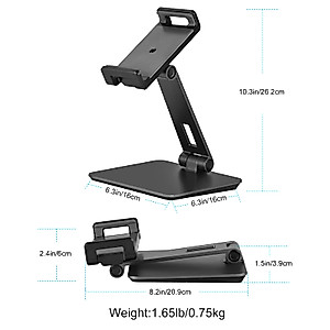 SHUOSUO Tablet Stand Adjustable & Foldable, 360° Swivel Heavy Aluminum Tablet Holder for Desk, Compatible with iPad Pro/Air/Mini, Galaxy Tab, Surface Pro, Kindle Fire (7-13") (Dark Gray)