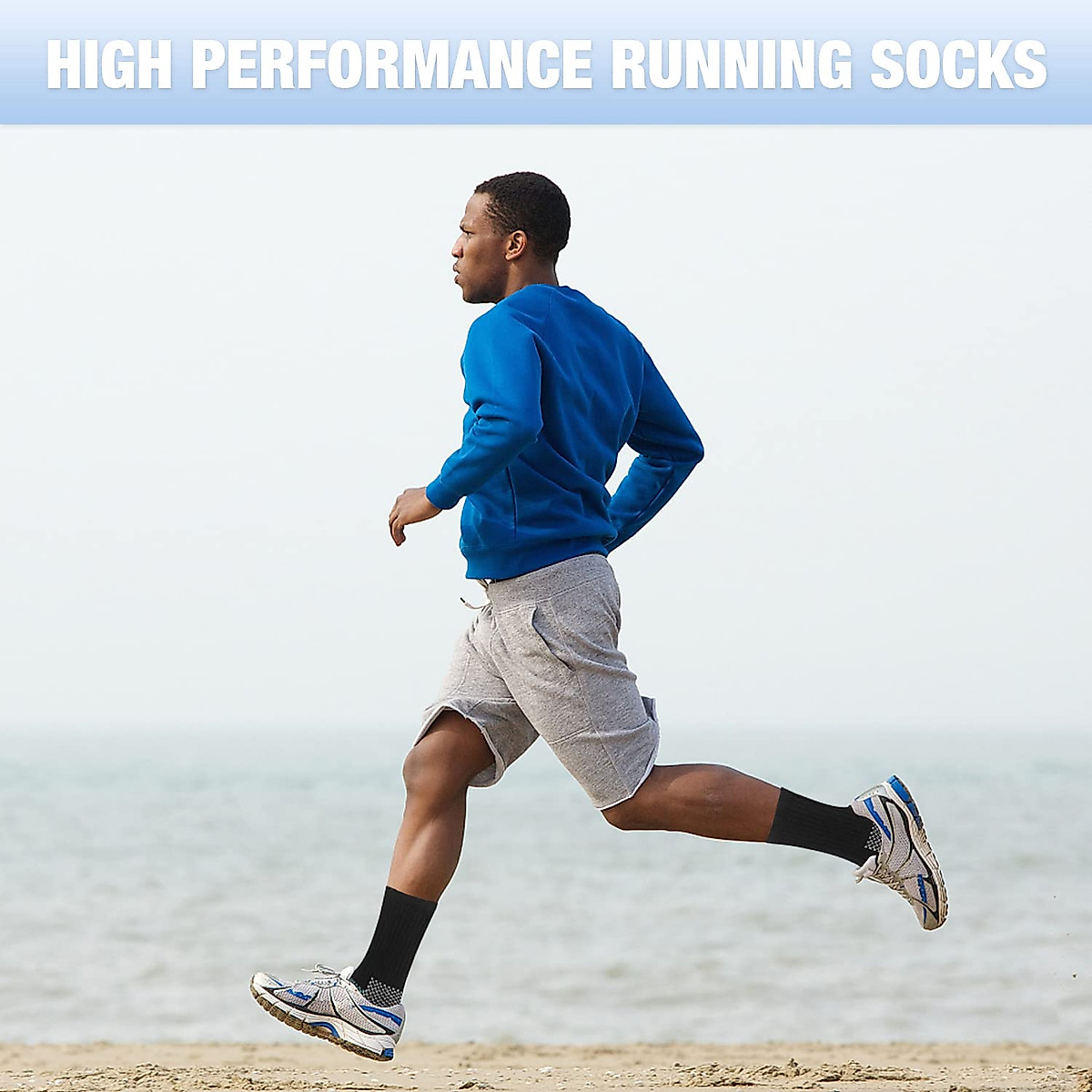 Iseasoo Compression Socks for Women & Men Circulation - Plantar Fasciitis Crew Socks Best Support for Athletic Running Cycling（S/M