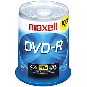 Maxell 638014 4.7GB DVD-Rs (100-ct)