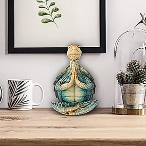 Sea Turtle Yoga Figurine Turtle Meditating Coastal Beach Home Decor 6 1/2 in x 4 1/2 in (Prayer)
