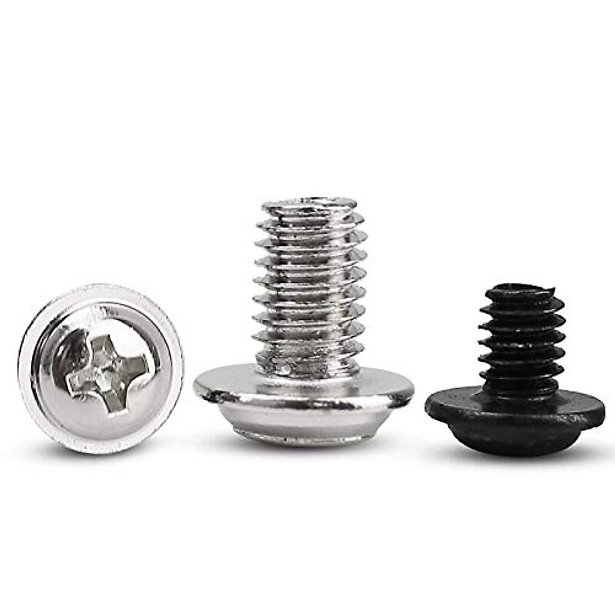 Black Silvery Metric Thread PC for Computer Case Hard Drive Floppy DVD ROM Motherboard Screw Cross Truss Head Bolt M3 - (Size: Silvery/ M3X6mm (50pcs)) SCRW-109297