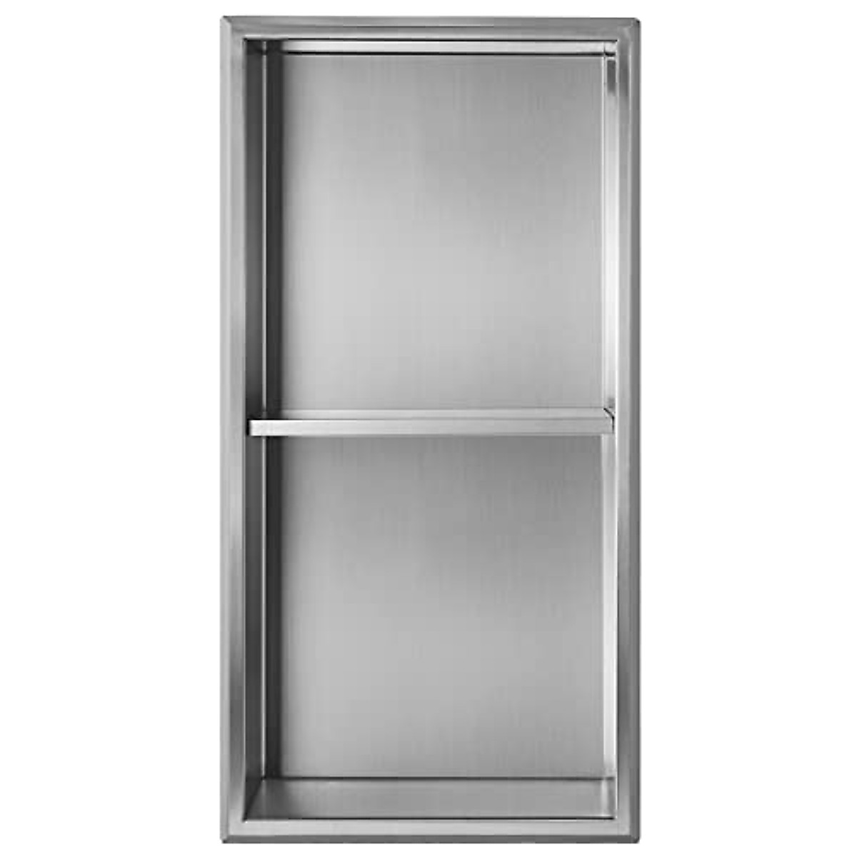 Sanbege 12"×24" Shower Niche with Divider, Brushed Stainless Steel Bathroom Shelf Insert, Double Recessed Shower Caddy Fits for 10-7/8" x 22-7/8" Wall Hole Installation (Nickel)