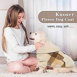Kuoser Thermal Dog Coat Puppy Fleece Winter Clothes, Dogs Hoodie Pet Warm Pullover Jackets with Leash Hole, Doggie Soft Pajamas Cat Apparel, XXS - L