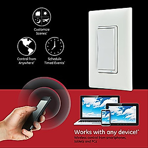 GE Zigbee Smart Switch In-Wall Lighting Control, Neutral Wire Required, Works Directly with Alexa Plus, Echo Show (2nd Gen), White & Light Almond, 45856GE