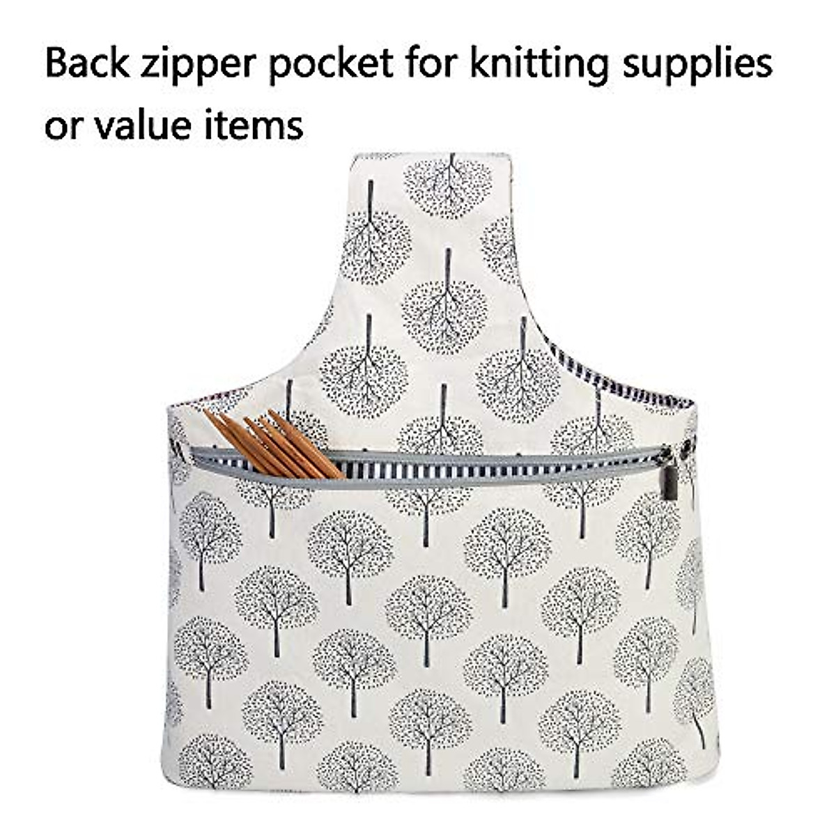 Teamoy Knitting Tote Bag, Travel Project Wrist Bag for Knitting Needles(14inches), Yarn and Crochet Supplies, Lightweight, Perfect Size for Knitting on The Go (Large, Tree)