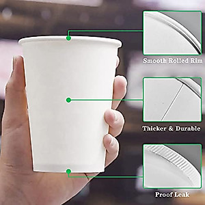 Kindpack Disposable White Paper Coffee Cups - [210 Pack 12 oz] Hot/Cold Beverage Drinking Cup for Water, Espresso, Coffee or Tea, To Go Reusable Cup Great for Office Party Home