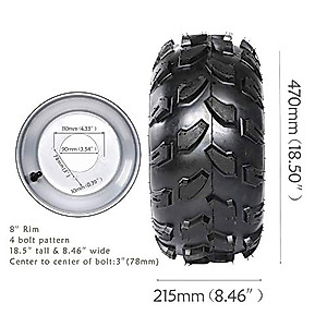 WPHMOTO 2Pcs 19x7-8 Front and 2Pcs 18X9.5-8 Rear Tubeless Wheel Tire With Rim for ATV Go Kart Quad Bike 4 Wheelers