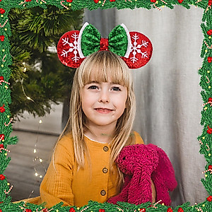 UNSPAZ Glitter Mouse Ears Headband - Christmas Party Accessory for Adults, Kids, and Women