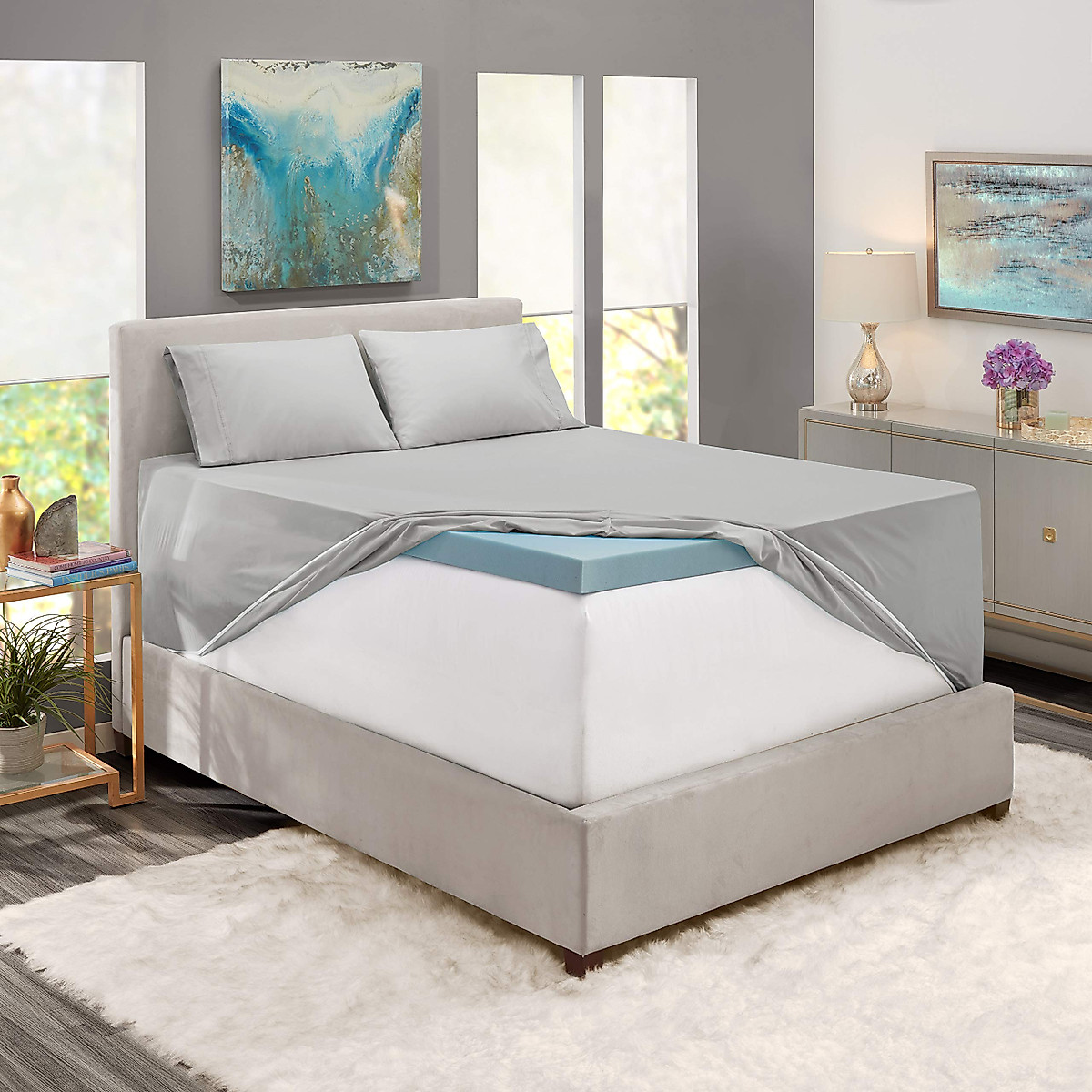 Hearth & Harbor Extra Deep Pocket Queen Sheets Sets - Fits Mattress 18-24 Inches - 6 Piece Queen Size Sheets - Silver Sheets