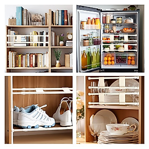 RVGUARD Double RV Refrigerator Bar Adjustable Fridge Tension Rod Holds Food and Drinks in Place Extends Between 16" and 28" for Camper Refrigerator, Kitchen, Cupboard, Bookshelf（2Sets）