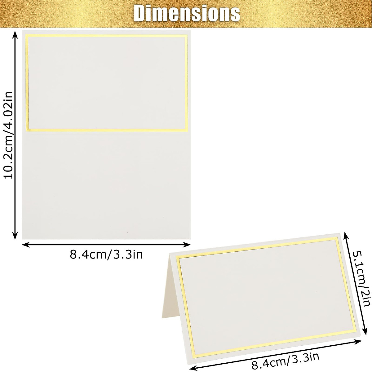 200 PCS Place Cards with Gold Foil Border, Paper Name Place Cards for Table Setting, Blank Table Tent Place Cards for Weddings, Banquets, Birthday Events, Dinner Parties and any other Events