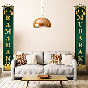 Ramadan Mubarak Porch Banner Iftar Islamic Mosque Muslim Religious Holiday Front Door Sign Wall Hanging Party Decoration
