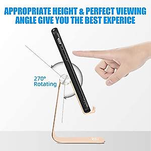 Urmust Adjustable Cell Phone Stand Phone Stand for Desk Cradle, Dock, Holder Compatible with iPhone 14 13 12 11 Pro Max Xs XR 8 X 7 6 6S Plus SE 5 5S 5C(Gold)