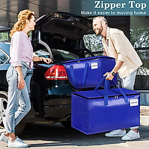 HomeHacks Moving Bags, 8-Pack Heavy Duty with Strong Zippers and Handles Collapsible Moving Supplies, Storage Totes for Packing & Moving Storing 93L (Blue)