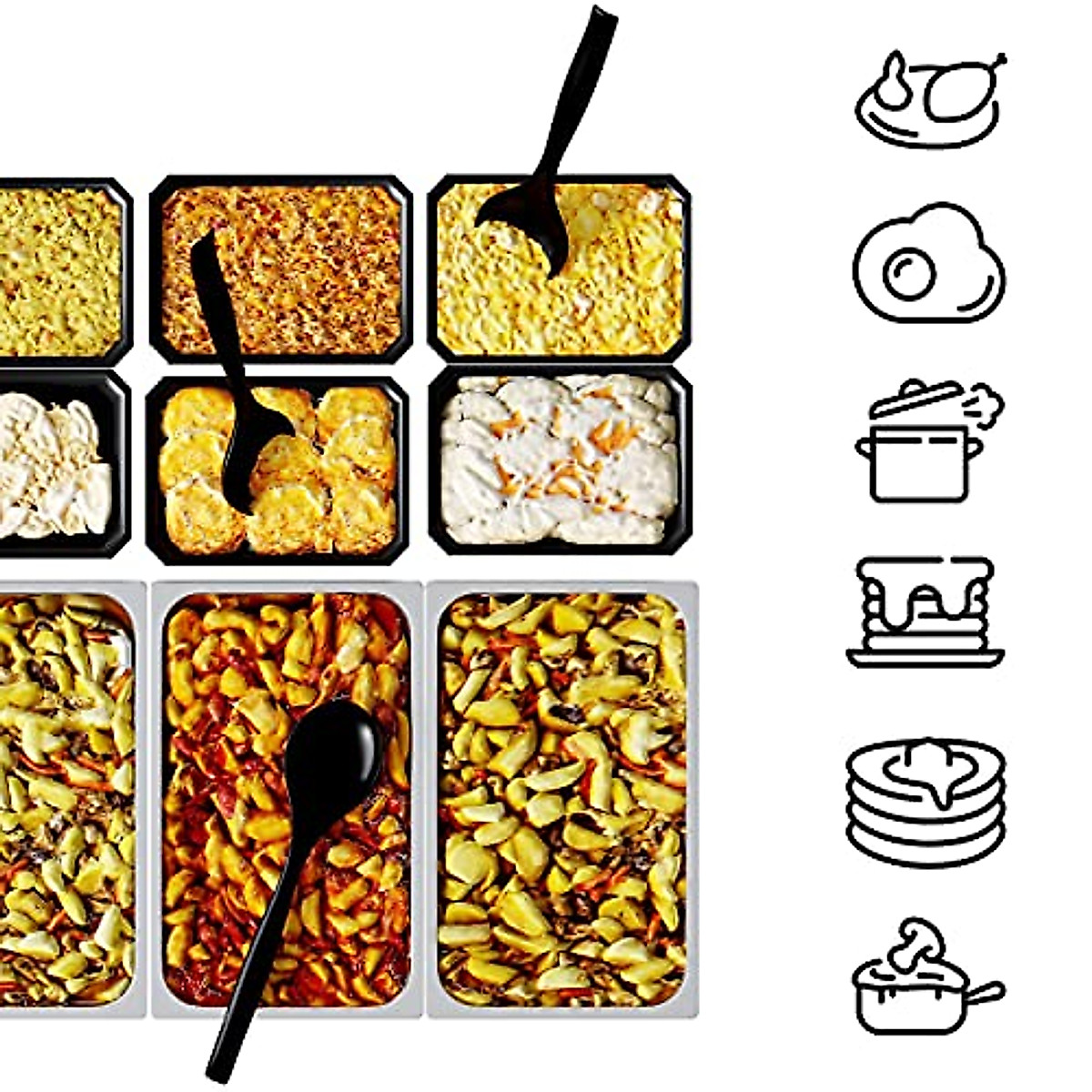 18 Pack Large Black Mixing Heavy Duty Disposable Plastic Serving Spoons Utensils Set - 10" Big Heavy Weight Reusable Cooking Plasticware for Party Buffet Catering Hard Silverware for Salads Sauses