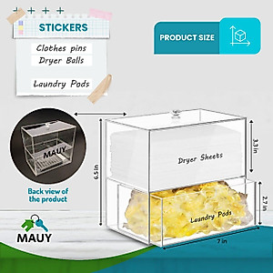 MAUY - Dryer Sheet Holder - Laundry Pods Container - Laundry Organization - Laundry Detergent Organizer - Laundry Room Organization and Storage