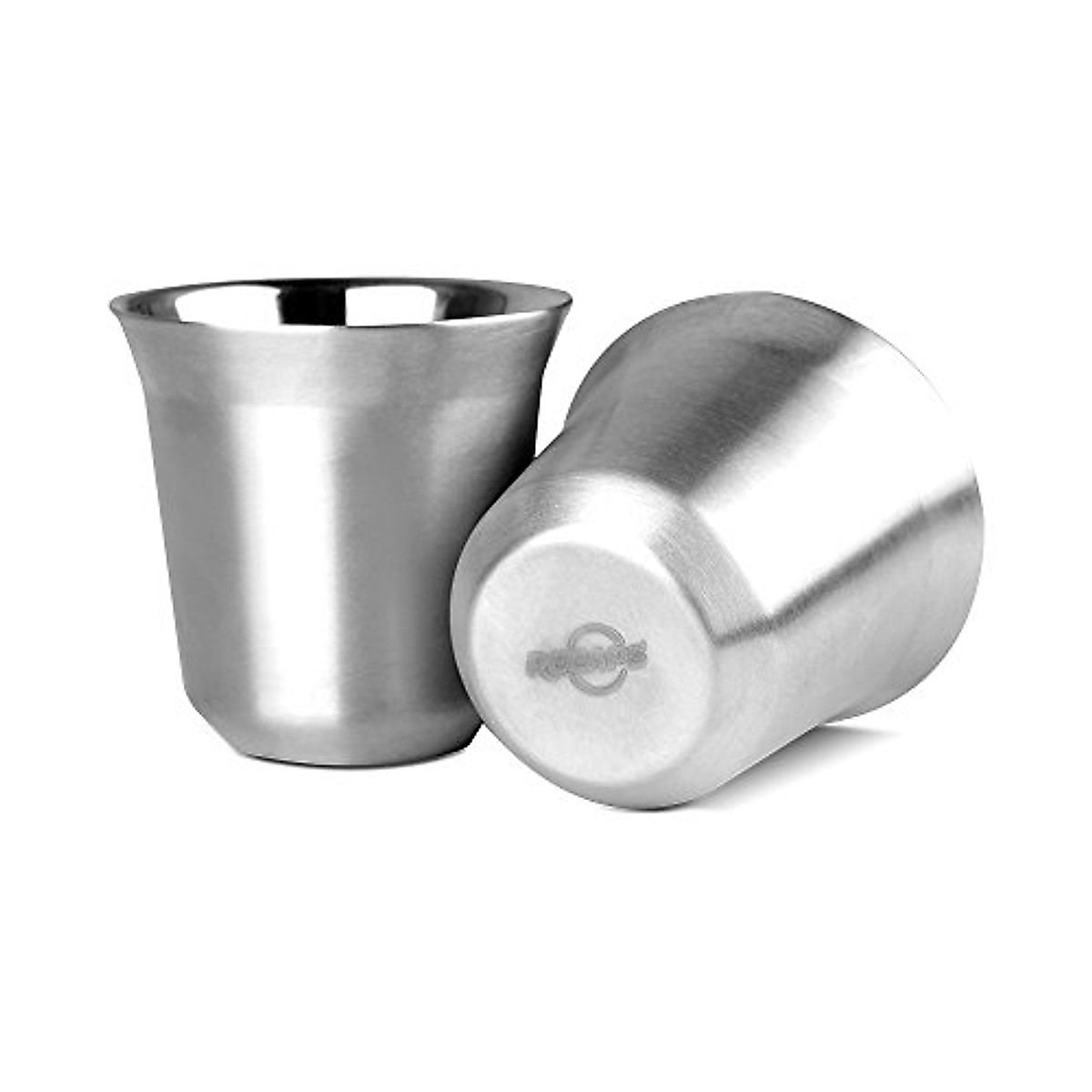 RECAPS 80ml Stainless Steel Espresso Cups Set - 2 Pack Double Wall 304 Stainless Steel Demitasse Cups 2.7oz