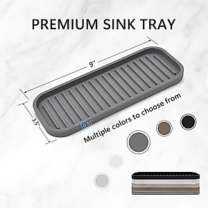 silicone sponge holder - dish soap holder for kitchen counter 2 Pack, Waterproof sponge soap tray for kitchen sink bathroom, Multipurpose sink caddy organizer for soap dispenser Scrubbers Makeup Gray