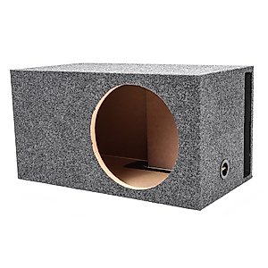 QPower 15 Inch Heavy Duty Single Vented Carpet Covered Durable Car Audio Extra Large Vehicle Subwoofer Enclosure Woofer Box, Charcoal Gray