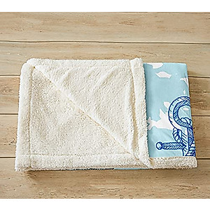 Anchor Decor Sherpa Blanket Nautical Compass Blanket for Bed Couch Travel Sofa Ocean Marine Themed Fleece Throw Blanket Kids Adults Soft and Cozy Sea Adventure Plush Fuzzy BlanketTwin 60"x80"