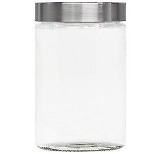 Blue Donuts 33 Oz Glass Jars with Stainless Steel Lids Airtight - Glass Kitchen Canisters, Glass Containers for Food Storage with Lids, Food Storage Containers, 1000 ML Clear Jars