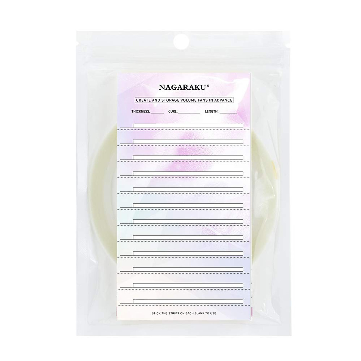 NAGARAKU Eyelash Extension Storage Card Premade Fans Volume Lash Storage 2mm Sticky Strip False Eyelashes Paper Card (20 Sheets with 1 Roll Tape)