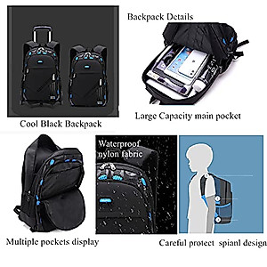 VIDOSCLA Camouflage Kids Elementary Trolley Backpack Senior High School Rolling Carry-on Luggage BookBag with Wheels for Teens