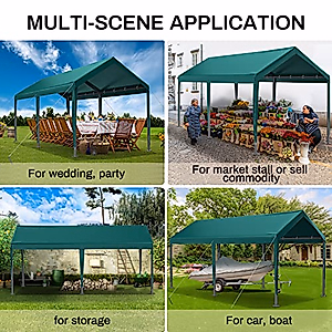 Cityflee Carport,10'x 20' Upgraded Heavy Duty Carport with Wind Rope, Portable Garage for Car, Truck, Boat, Car Canopy with All-Season Tarp, Green