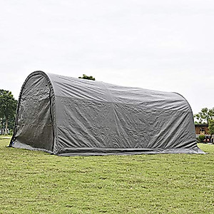 Walsport Carport Garage Car Canopy Tent Patio Portable for Garden Storage Large Heavy Duty Grey 20 x 10 x 8 Feet Round Roof