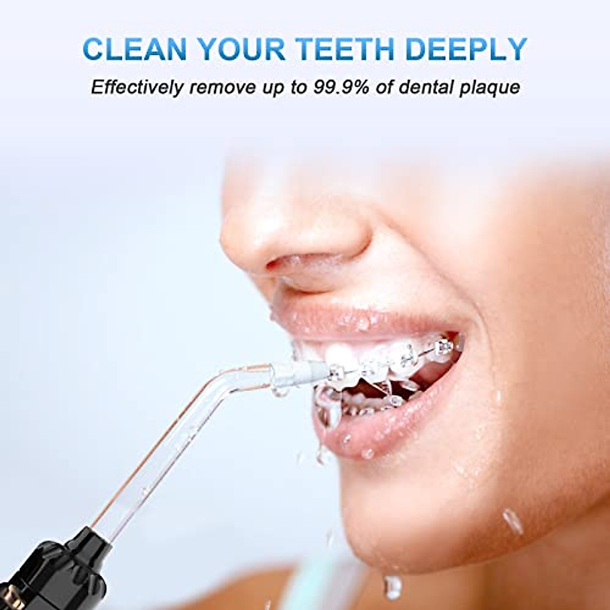 Water Flosser for Teeth Cleaning, Professional Water Dental Flosser Oral Irrigator with 10 Pressure Levels and 8 Jet Tips, 600ML Waterproof Electric Power Dental Flossers for Braces, Black