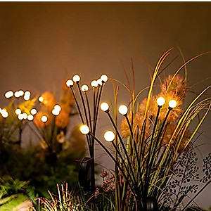 Solar Lights Outdoor Waterproof, Swaying Solar Garden Lights Firefly Lights Decorative Outdoor Lights Yard Lights, Dancing Fireflies Lights for Path Fence, Swaying When Wind Blows (4 Pack, Warm White)