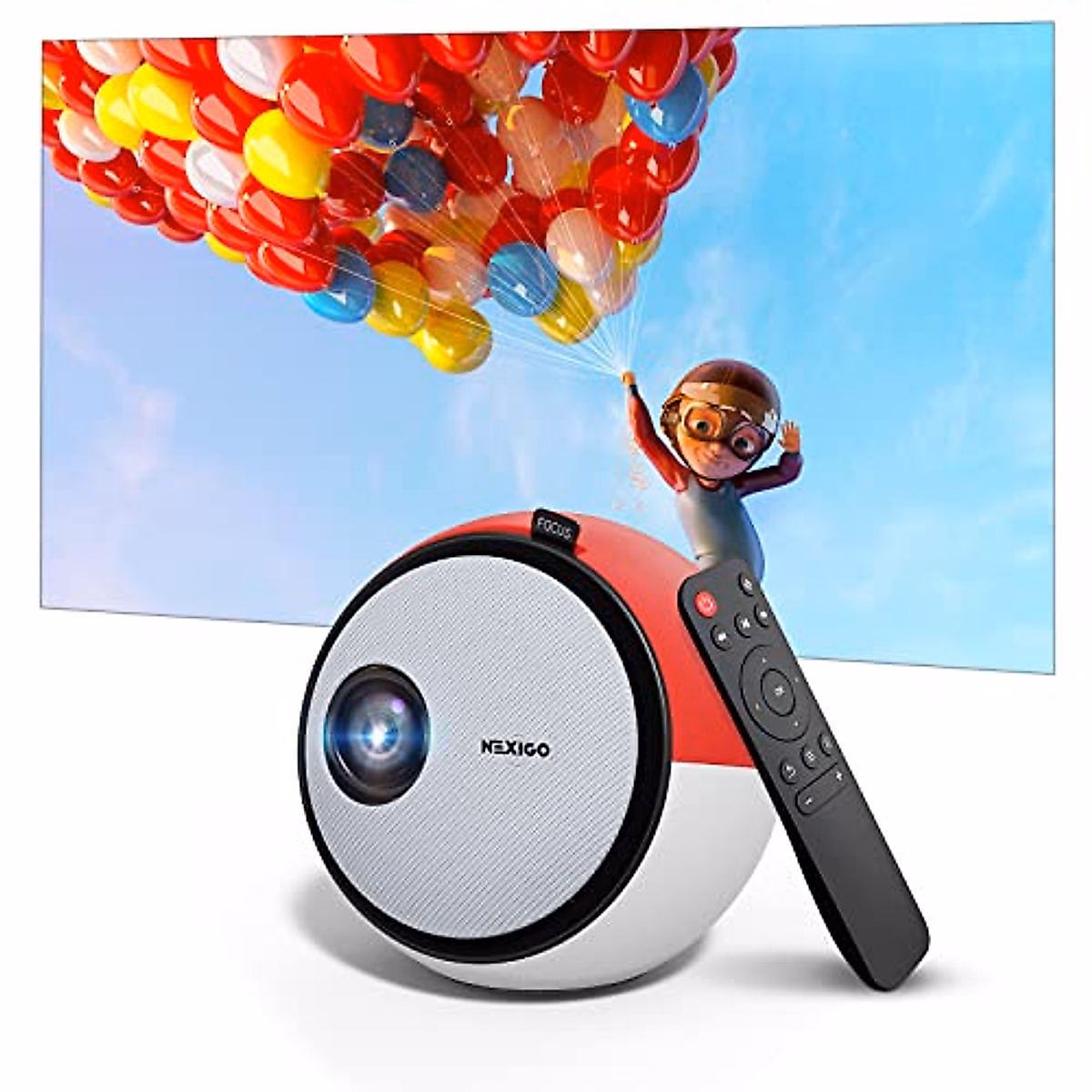 NexiGo Mini Portable Projector, for Cartoon, Kids Gift, 80 ANSI Lumen, Movie Projector, Native 720P Compatible with Full HD 1080P, up to 4K, HDMI, USB Interfaces (Garnet)