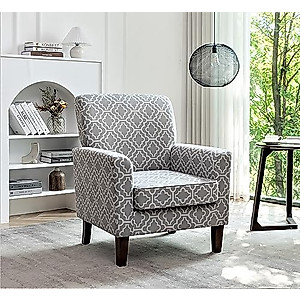 US Pride Modern Accent Armchair for Office and Living Room Decor with Birch Wood Frame and Microfiber Upholstery, Easily Assembled Arm Chair with Removable Cushions, 03 Printed Fabric