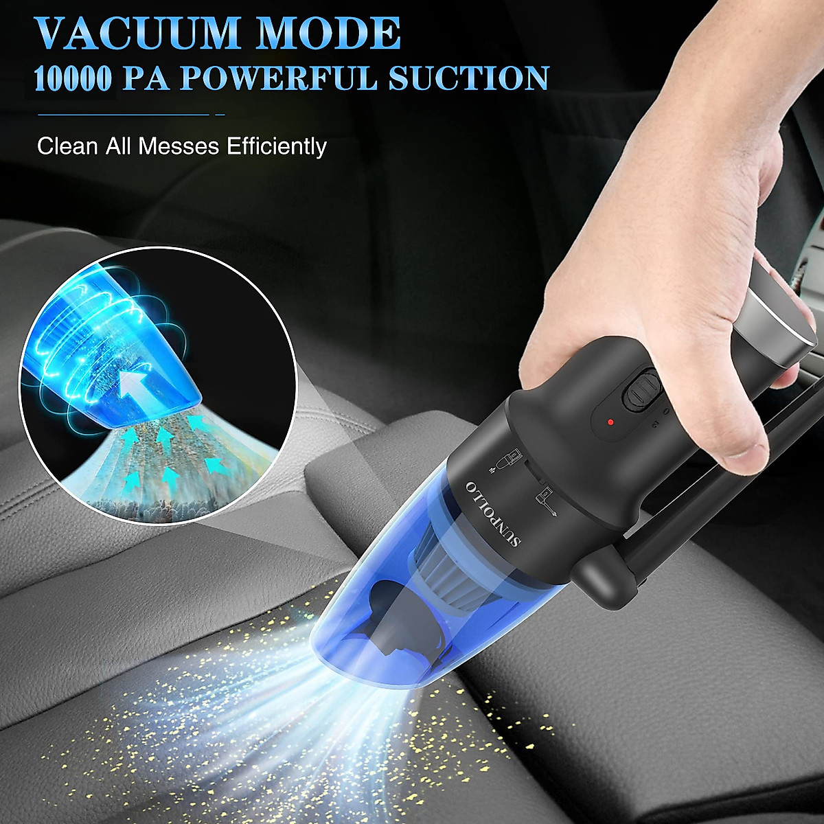 Air Duster & Vacuum 2-in-1, Cordless Electric Compressed Air Blower for Computer Keyboard Cleaning, Portable Handheld Electronics Car Computer Duster, Powerful 77000RPM Motor