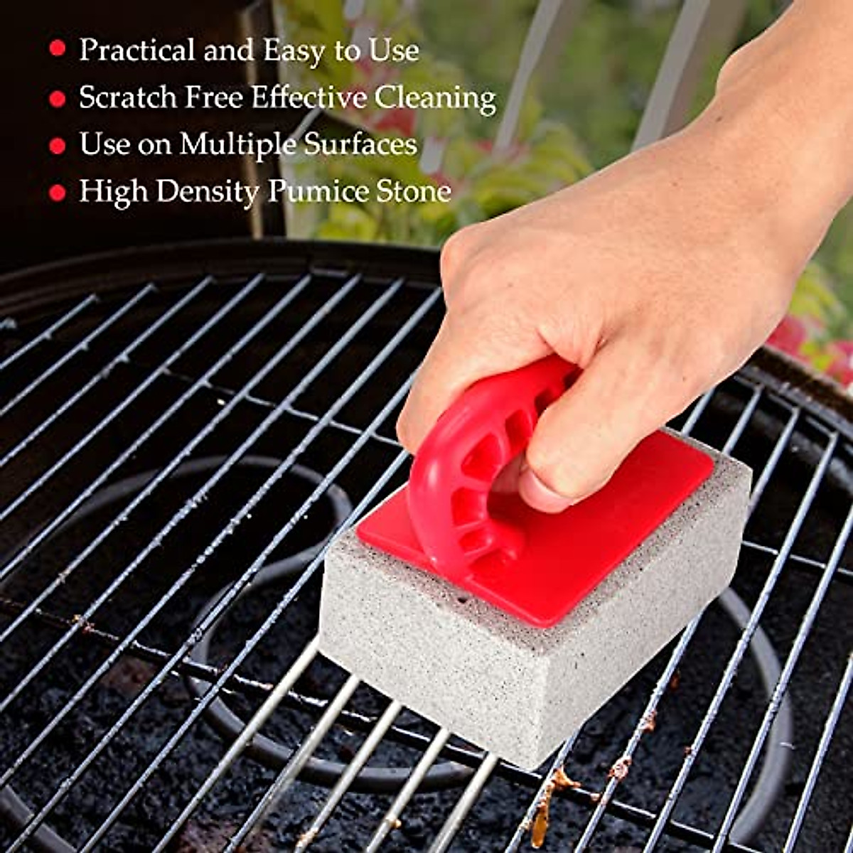 LYIGEOL Grill Griddle Cleaning Brick Block, BBQ Grill Cleaner Block with Handle,Magic Cleaning Stone Scraper, Scrubbing Pumice Stone for Blackstone,Pool,Tile, Oven,Toilet (Pack of 4)