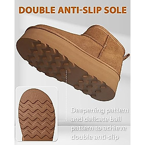 WICDIC Platform Mini Boot For Women Short Ankle Boot Fur Fleece Lined Sneakers Classic Ultra Snow Platform Anti-Slip Boot For Outdoor