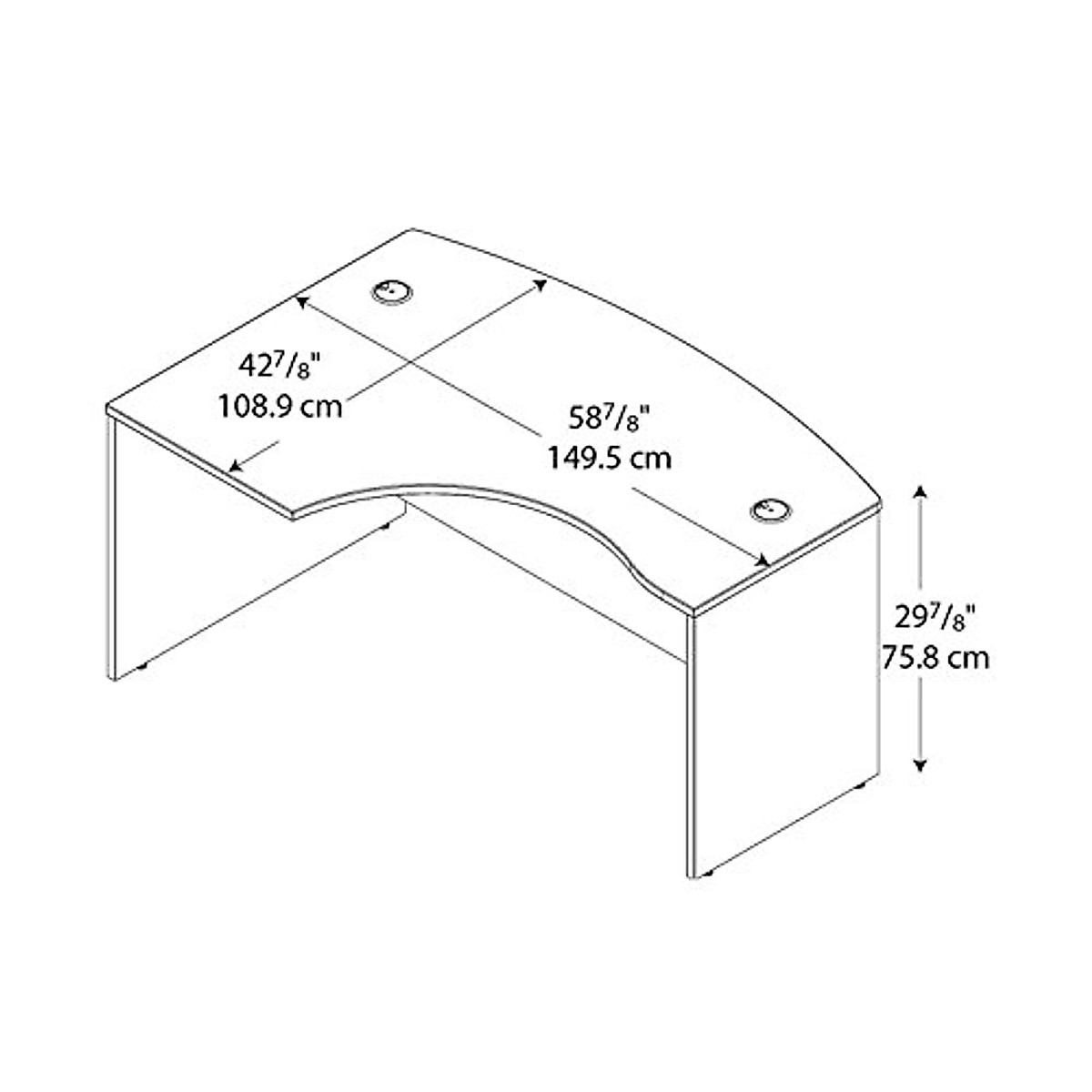 Bush Business Furniture Series C 60W x 43D Left Hand L-Bow Desk Shell in Mocha Cherry
