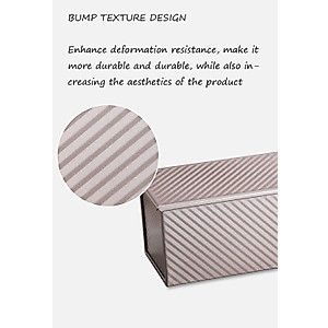 SNXDBH 2 pack Loaf Pan with Lid, 1 lb Non-Stick Bread Toast Mold, Carbon Steel Corrugated Bread Toast Box Mold for Baking Bread Pan Bread Tin for Homemade Cakes, Breads and Meatloaf(Champagne Gold)