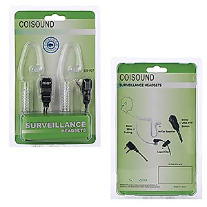 COISOUND Two Way Radio Earpiece | Walkie Talkie Headset Compatible Midland AVPH3(Black Pair)