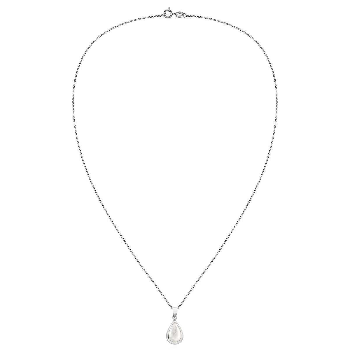 AeraVida Simply Elegant Teardrop Mother of Pearl Inlay .925 Sterling Silver Necklace | Classic Necklace Jewelry for Women | Jewelry Gift