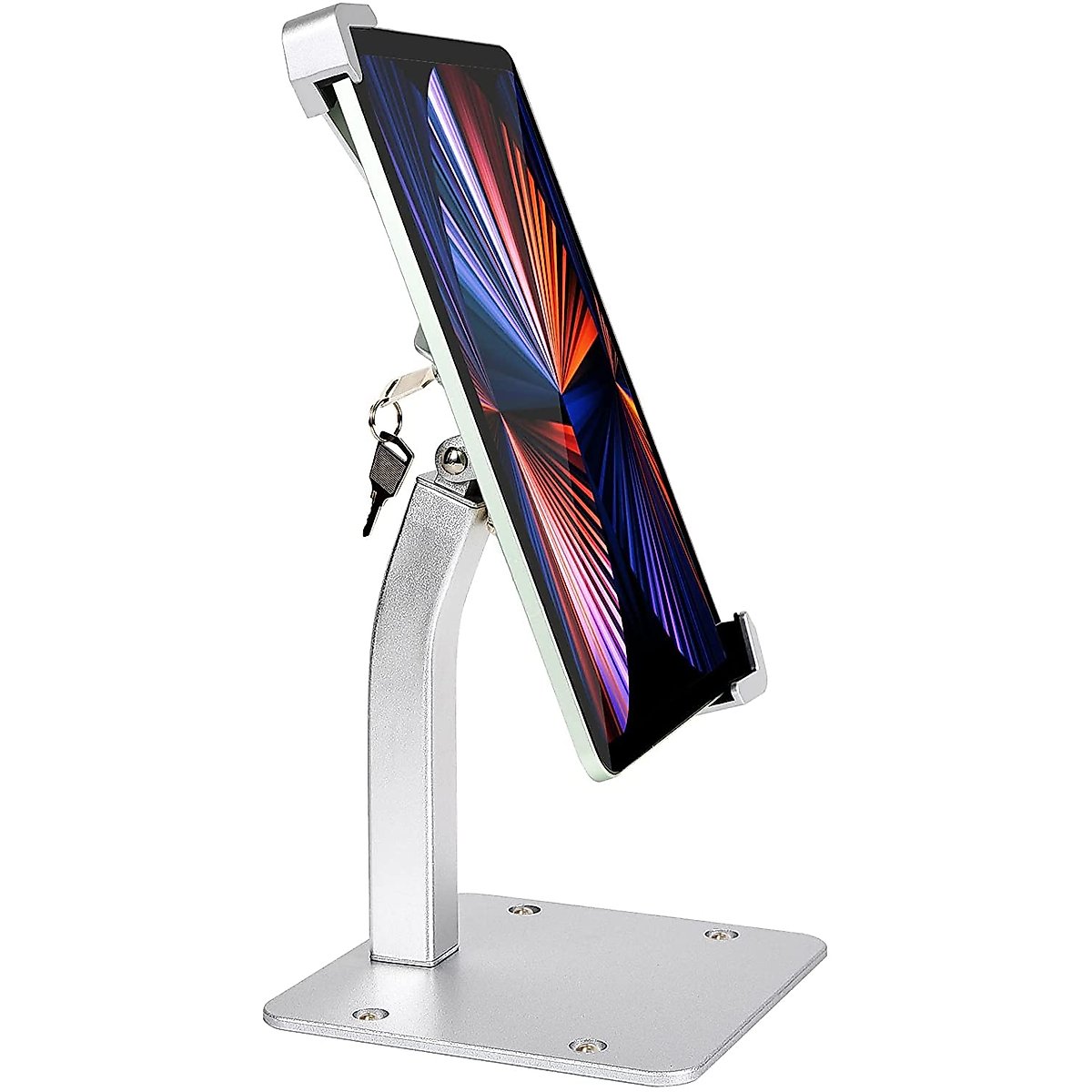 woleyi Anti-Theft Desktop Tablet Kiosk Stand Holder, Heavy Duty Countertop Tablet POS Display Mount with Security Lock and Key, Compatible with iPad Pro/Air/Mini, Galaxy Tabs, More 7-11" Tablets