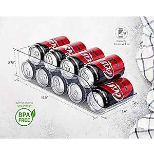 Set of 2 - JinaMart Refrigerator Organizer Bin Pop Soda Can Beverage Holder for Fridge, Kitchen, Countertops, Cabinets - Clear Plastic Can Dispenser and Canned Food Pantry Storage Rack (Without Lid)