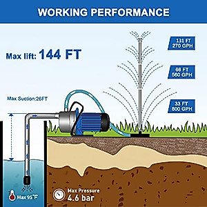 FLUENTPOWER 1 HP Portable Stainless Steel Sprinkler Booster Pump, Electric Shallow Well Pressure Pump for Home Garden Lawn Irrigation and Water Transfer, 13 ft Intake Hose with check valve included