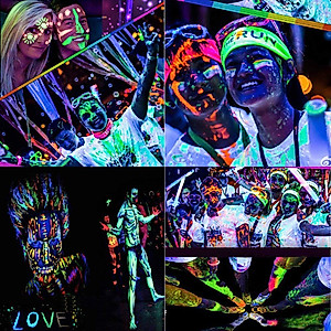 Black Light Neon Face and Body Paint Glow in the Dark Paint Halloween Blacklight Glow Party 6 Color 24 tubes