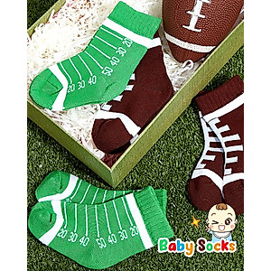 Hicarer Baby Football Outfit 6 Pairs Baby Boy Football Socks Newborn Touchdown Football Socks Infant Toddler Socks Toddler Ankle Socks for 0-12 Months Boys