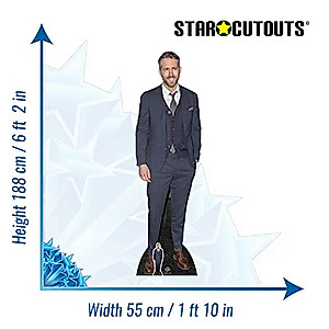 STAR CUTOUTS CS704 Celebrity Standee Ryan Reynolds Lifesize Cardboard Cutout Smart Casual Suit Cut Out 188cm Tall, 188 x 55 x 188 cm, Multi-Colour